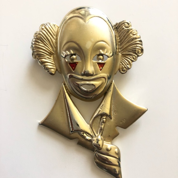 Jewelry | Vintage Gold Tone Clown Face Brooch | Poshmark